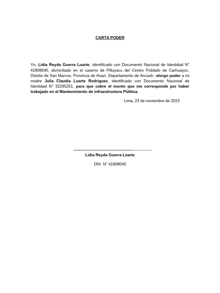 Carta Poder Simple | PDF