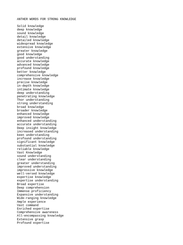 Anther Words For Strong Knowledge | PDF