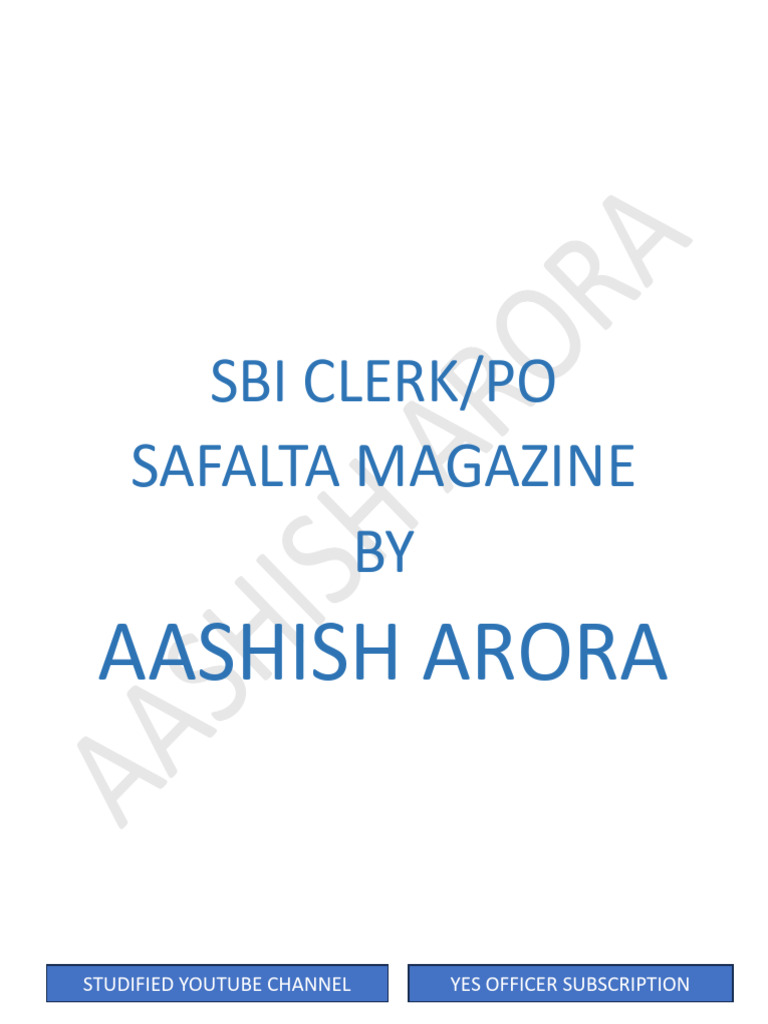 Sbi Clerk/Po Safalta Magazine BY: Aashish Arora | PDF