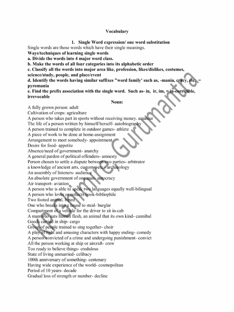 One Word Substitution | PDF