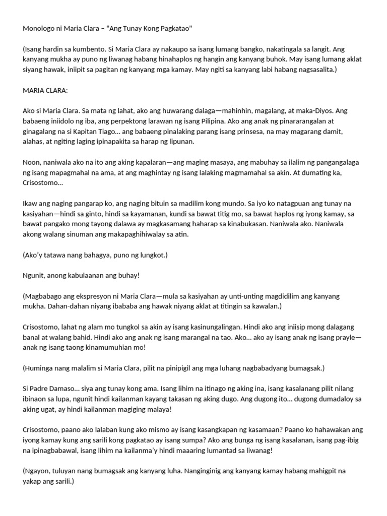 Monologo Ni Maria Clara | PDF