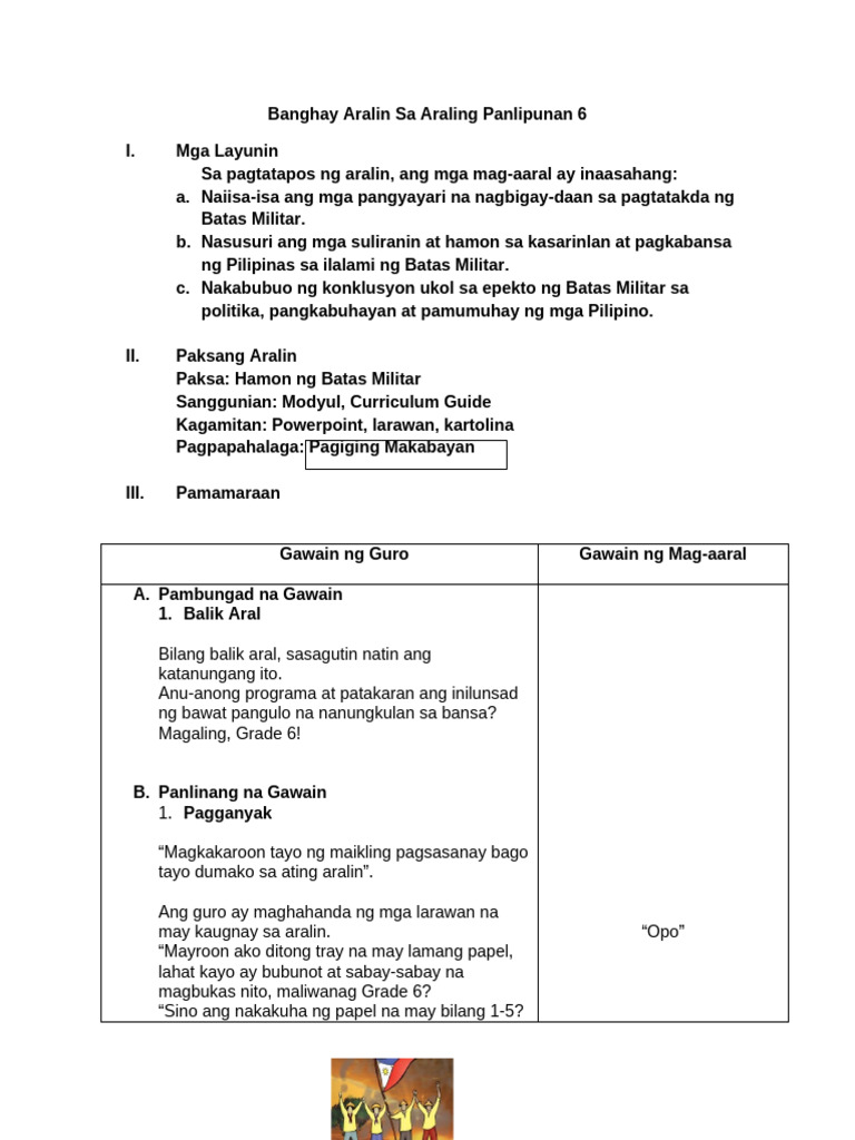 Banghay Aralin Sa Ap6 1 | PDF