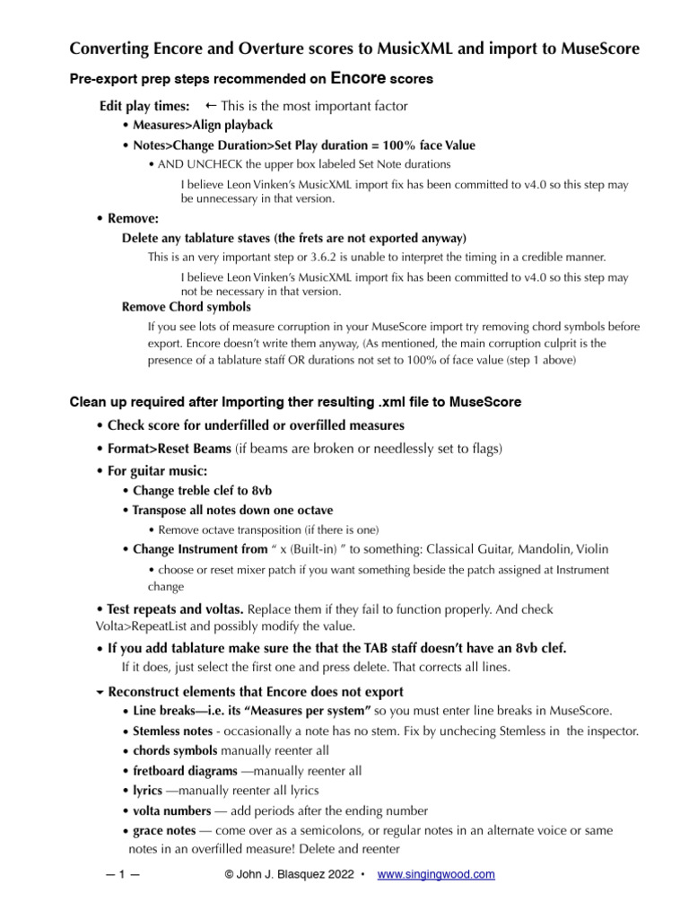 How To Convert Encore and Overture Scores To MuseScore | PDF | Clef | Music Theory