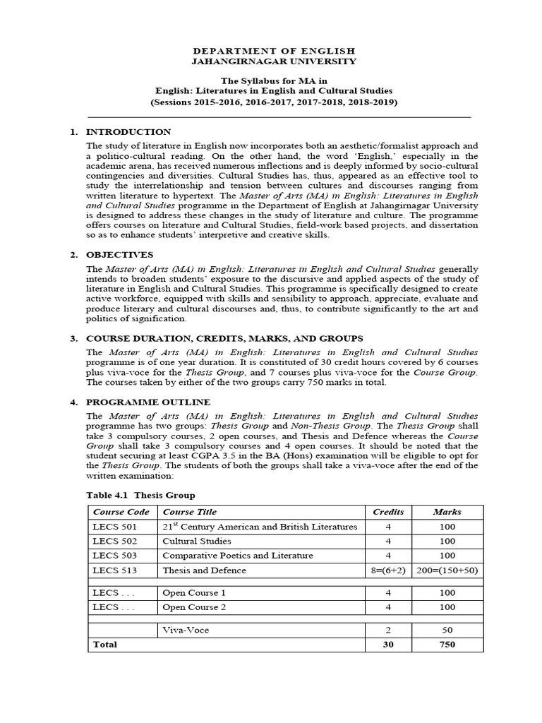 MA in LECS Syllabus 41st To 44th Batches | PDF | Thesis | Liberal Arts Education