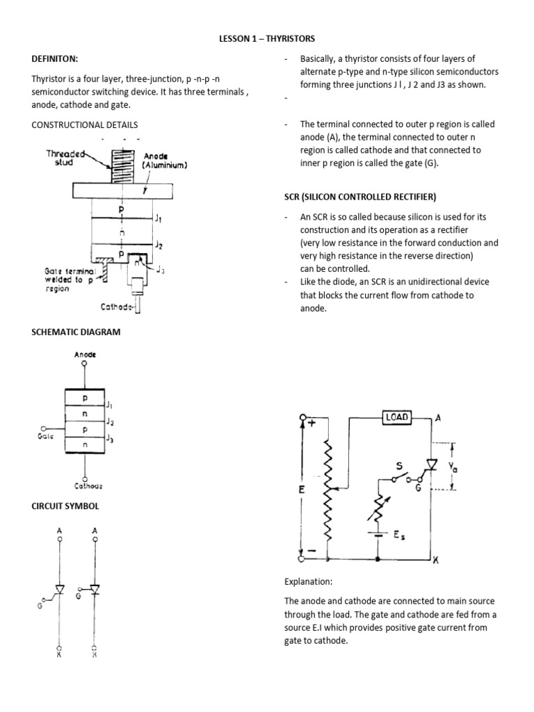 LESSON 2- Thyristor | PDF | Semiconductors | Computer Engineering