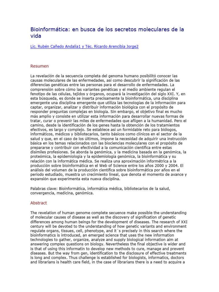 Bioinformática | PDF | Genómica | Gene