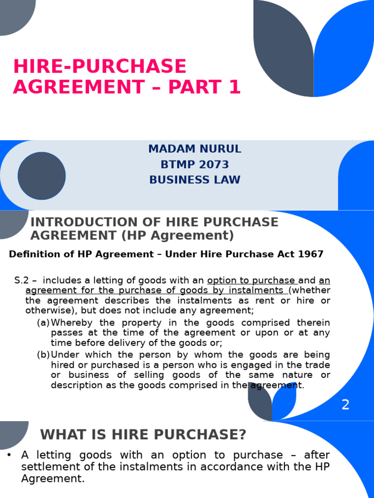 Chapter 9. Hire-Purchase Law 1 | PDF | Private Law | Common Law
