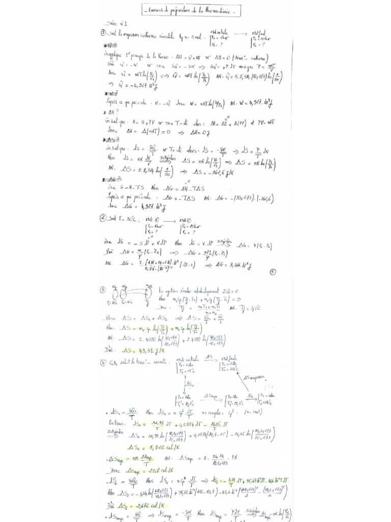 Corrigées Des Séries de Thermo | PDF