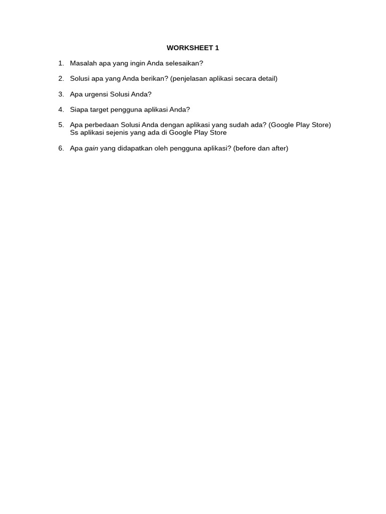 Worksheet 1 | PDF