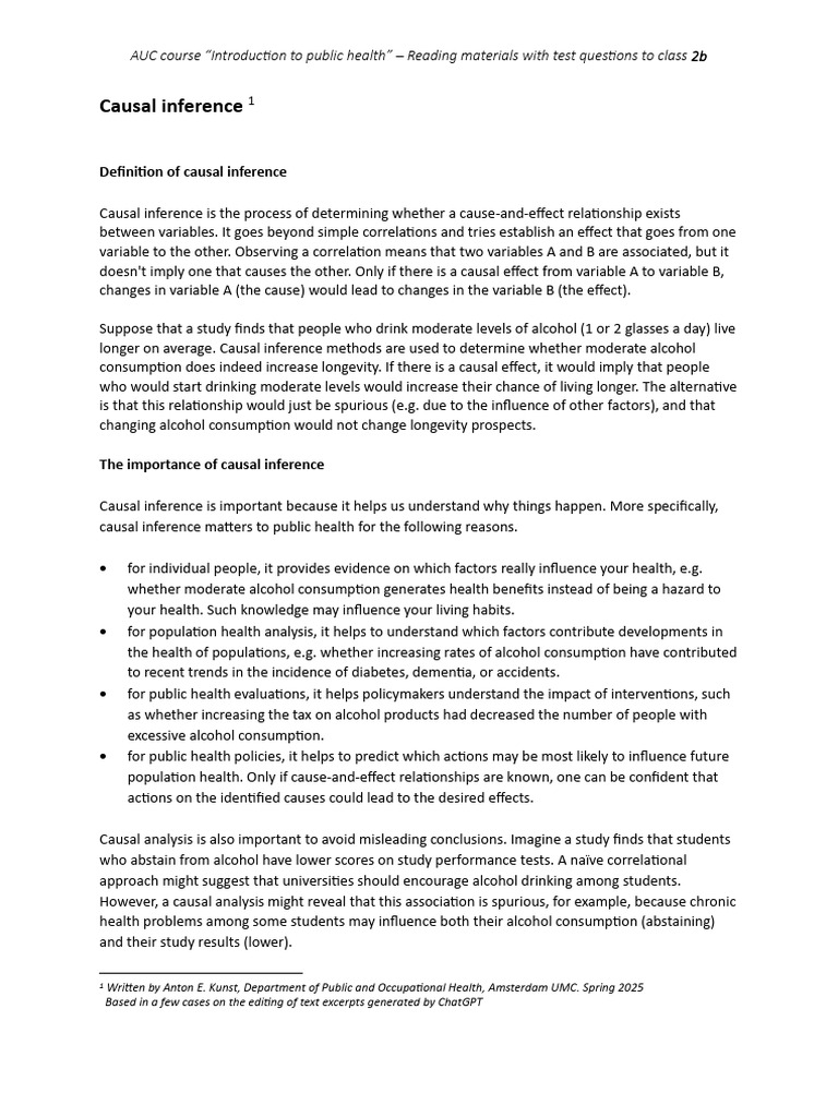Class 2b Causal Inference - Reading 2025s | PDF | Confounding | Causality