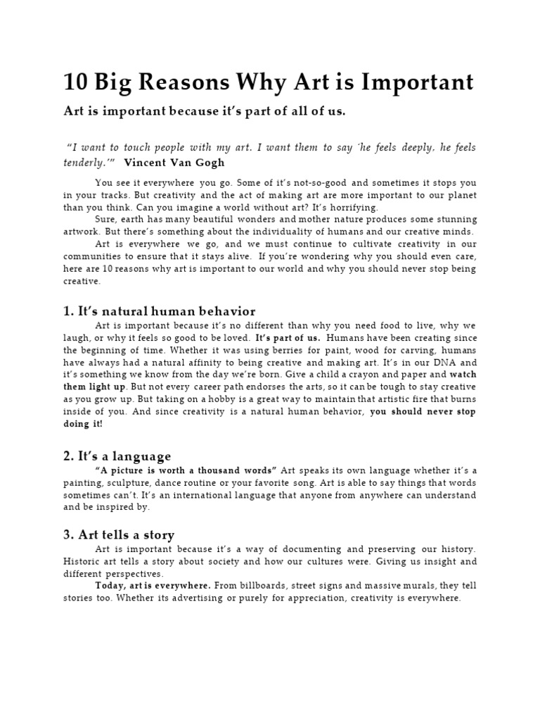 10-Big-Reasons-Why-Art-is-Important | PDF