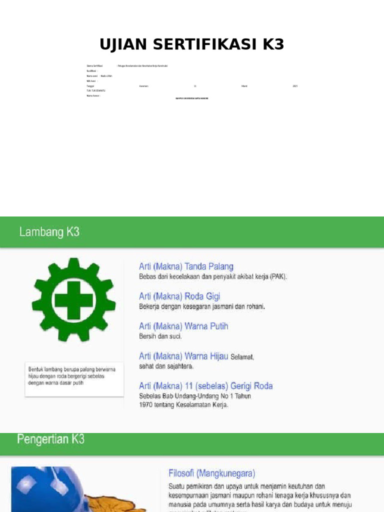 Ujian Sertifikasi k3, Nadia Ulfah | PDF