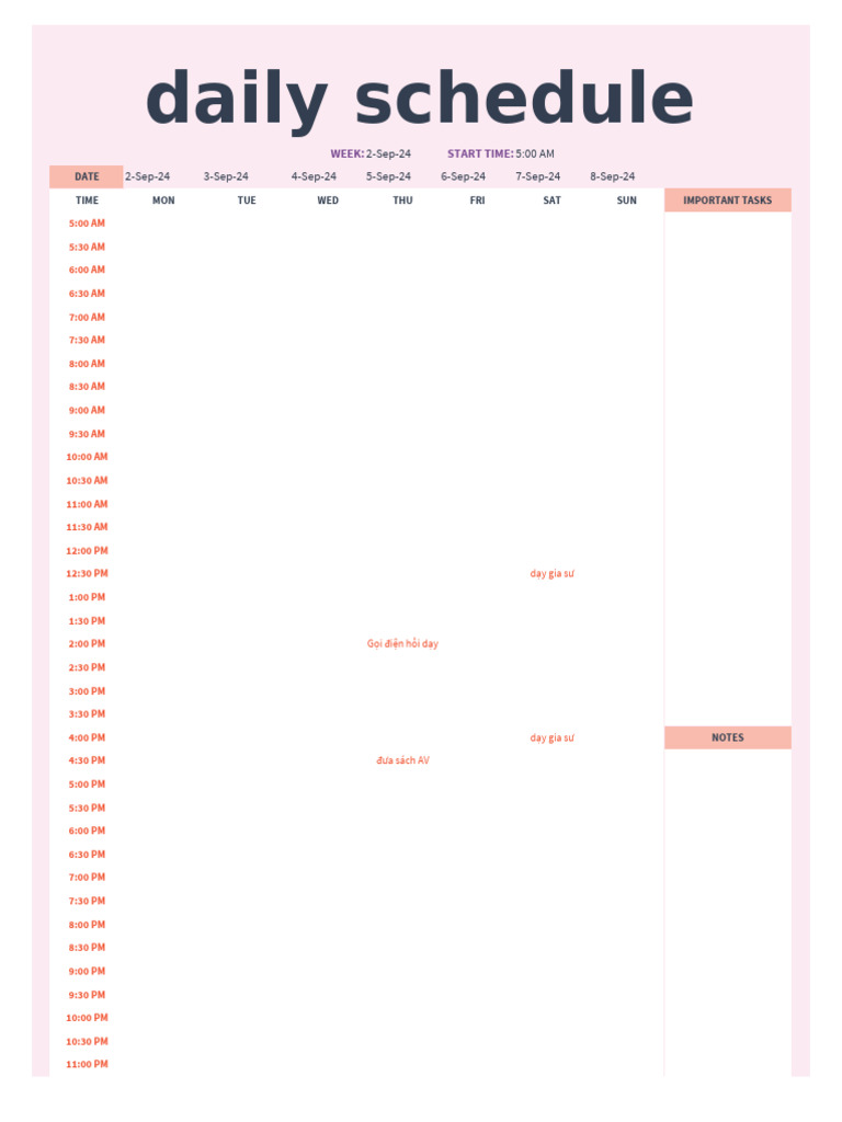 Daily schedule1 | PDF