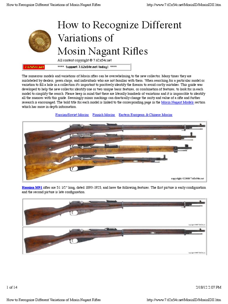How To Recognize Different Variations of Mosin Nagant Rifles | PDF ...