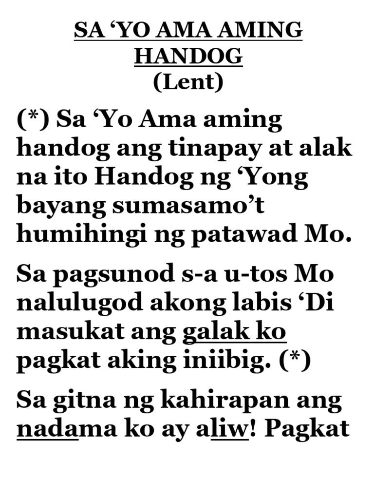 Sa X27yo Ama Aming Handogdocx PDF Free | PDF