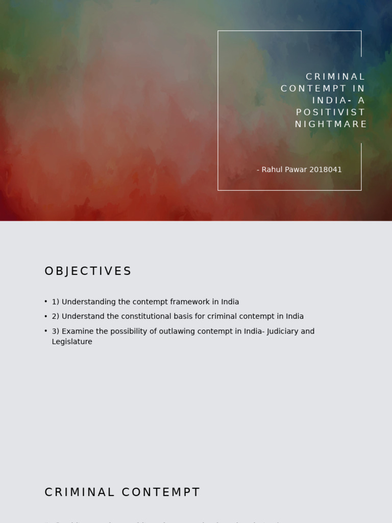 Criminal Contempt in India - A Positivist Nightmare | PDF | Judiciaries ...