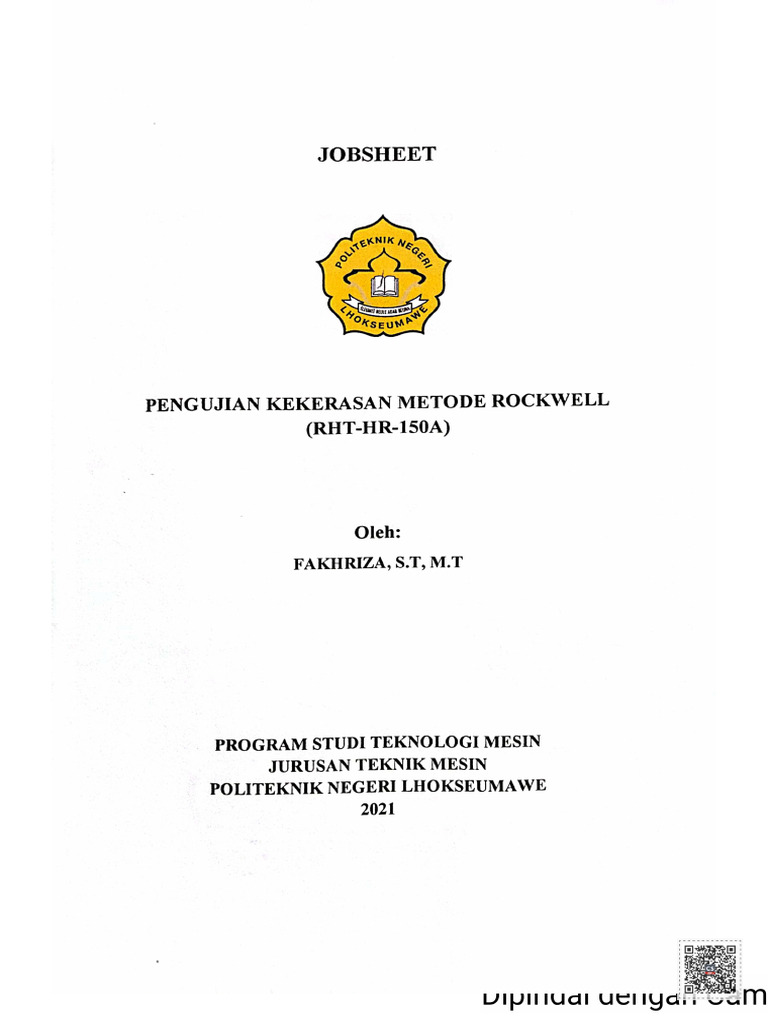 Jobsheet Pengujian Bahan I - TM | PDF