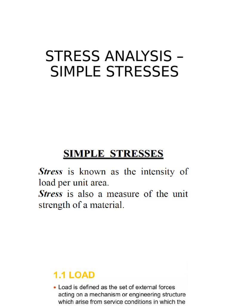 Stress Analysis Simple Stresses | PDF