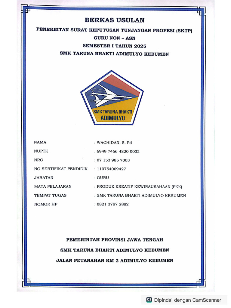 Cover Berkas Usulan SKTP 2025 Sem 1 Wachidan | PDF