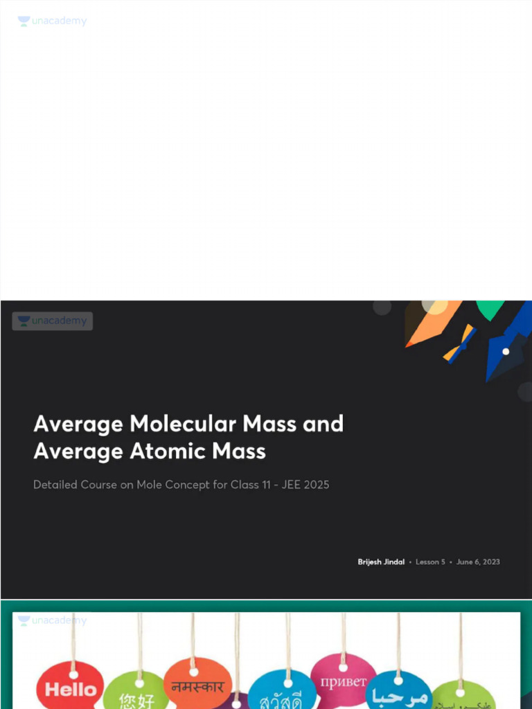 Average Molecular Mass and Average Atomic Mass With Anno | PDF