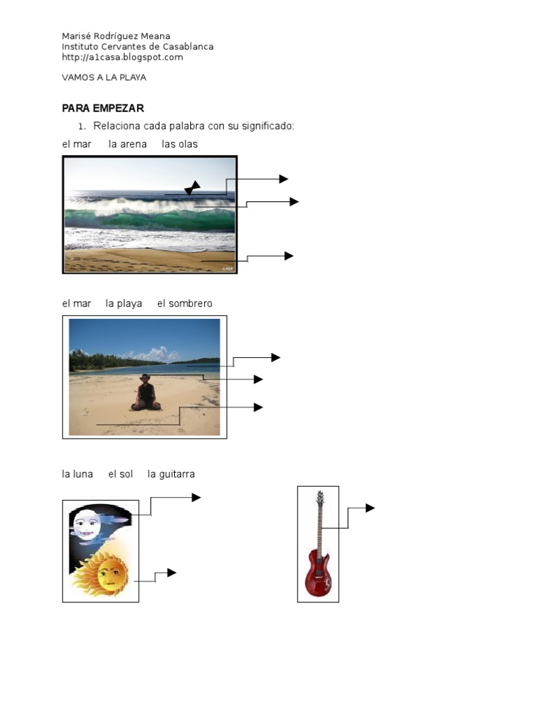 Actividades sobre "Vamos a la Playa" | PDF