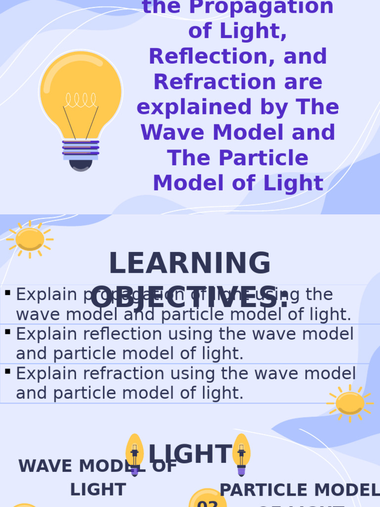 Describing How The Propagation of Light, Reflection, and Refraction Are Explained by The Wave ...