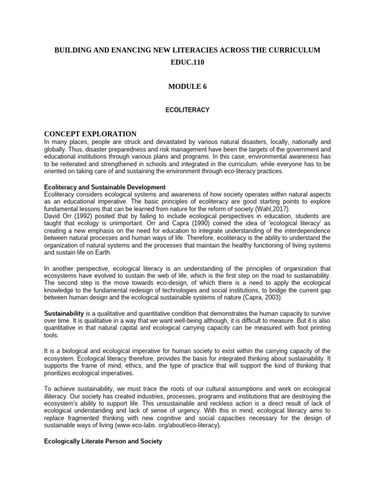 Educ. 110 Module 6 | PDF | Sustainability | Creativity