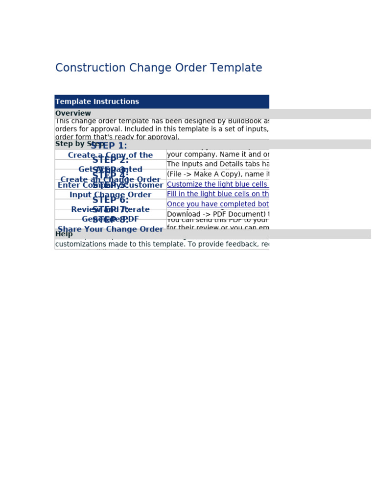 BuildBook Construction Change Order Template - v1.2 | PDF | Computing