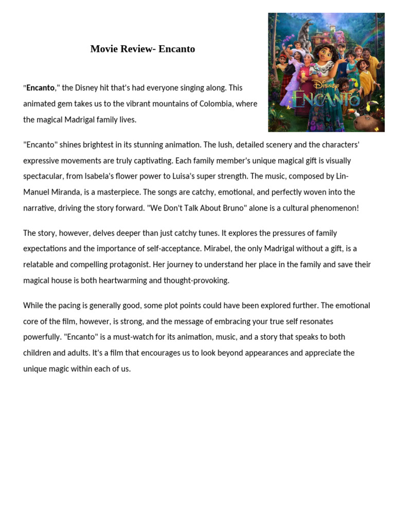 Encanto Movie Review: Magic & Music | PDF