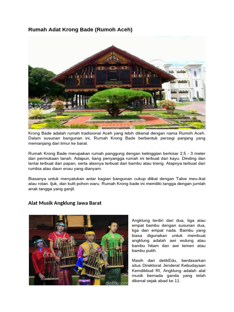 Rumah Adat Krong Bade | PDF