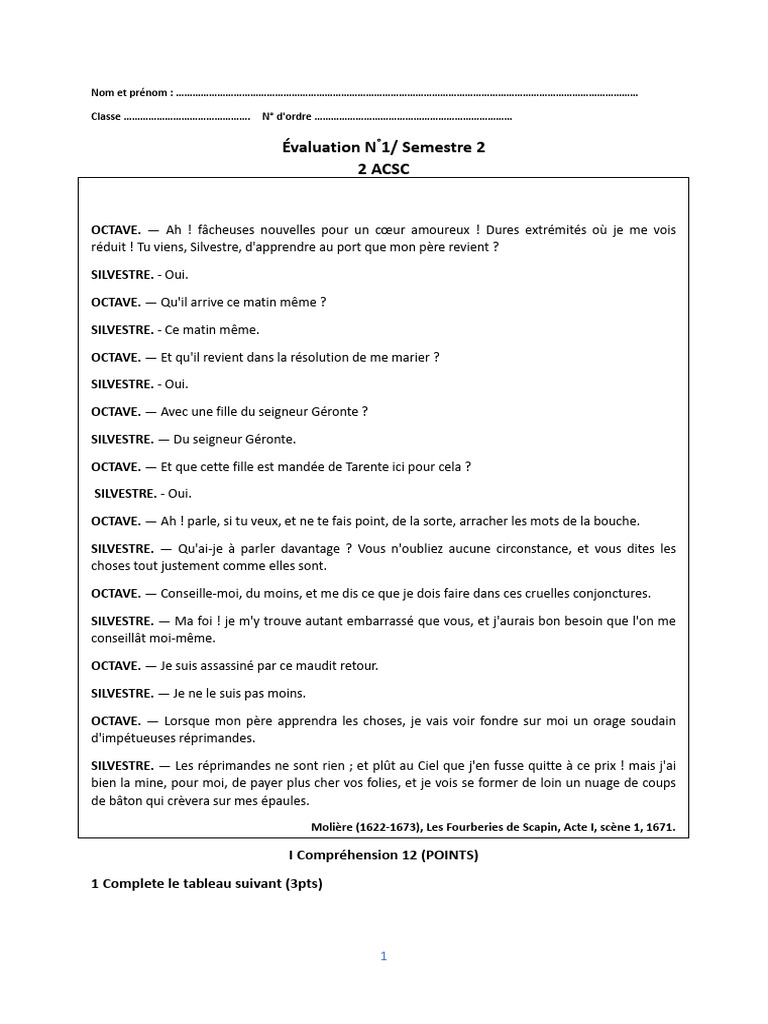 Octave face au mariage imposé par Géronte | PDF