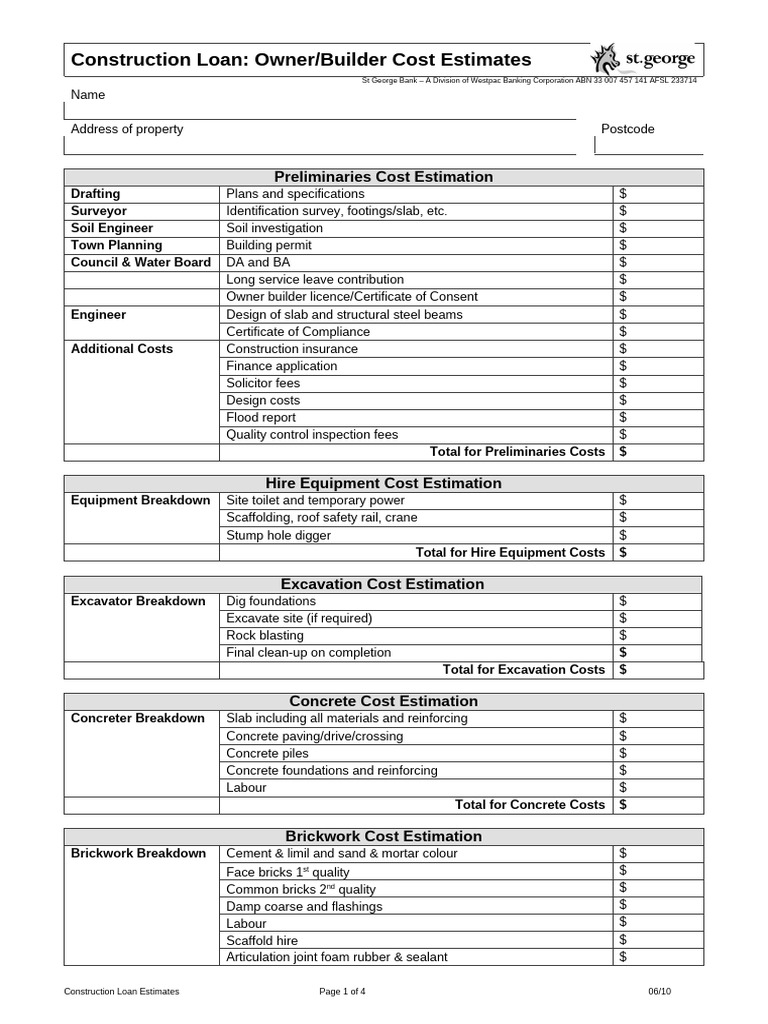 construction-estimate-template-08 | PDF | Concrete | Framing (Construction)