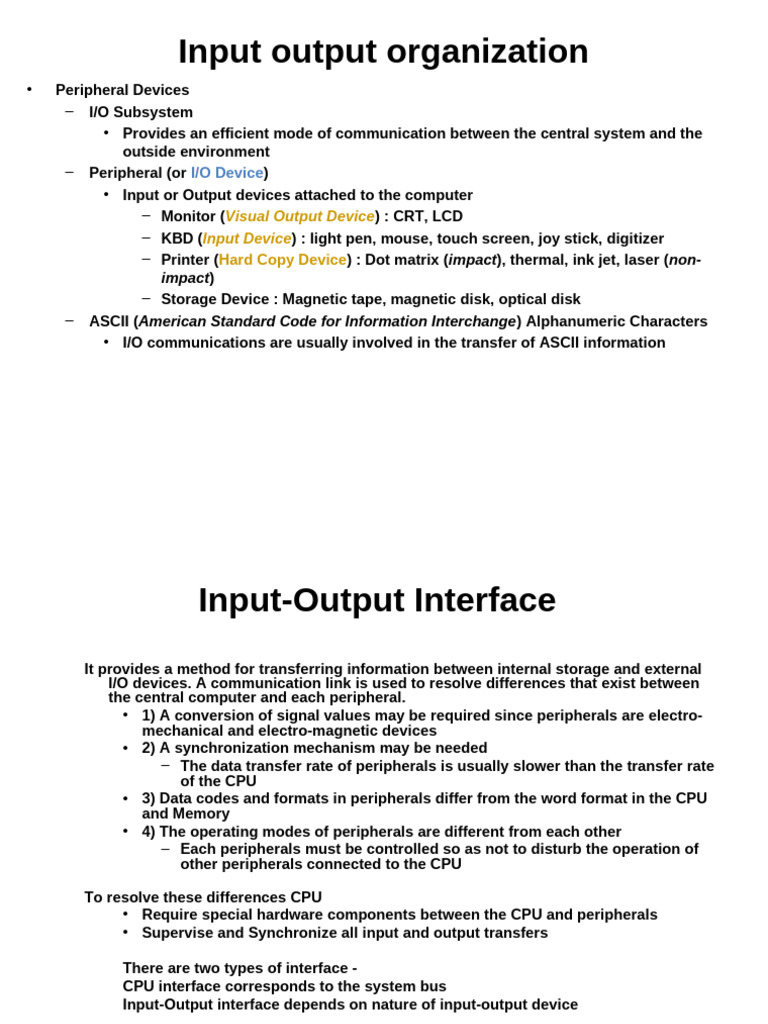 5.2 Unit5 Inputoutputorganization | PDF | Input/Output | Computer Data Storage