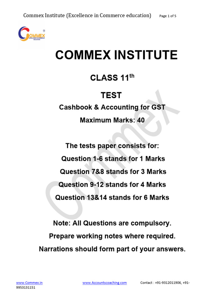 Cashbook & Acc For GST Test | PDF | Banks | Cheque