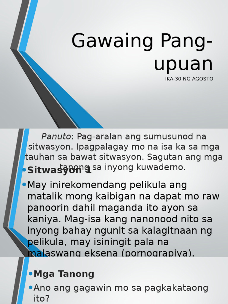 GAWAING-PANGUPUAN - 30th of Aug | PDF