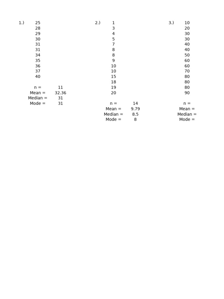 Central Tendency Quiz | PDF