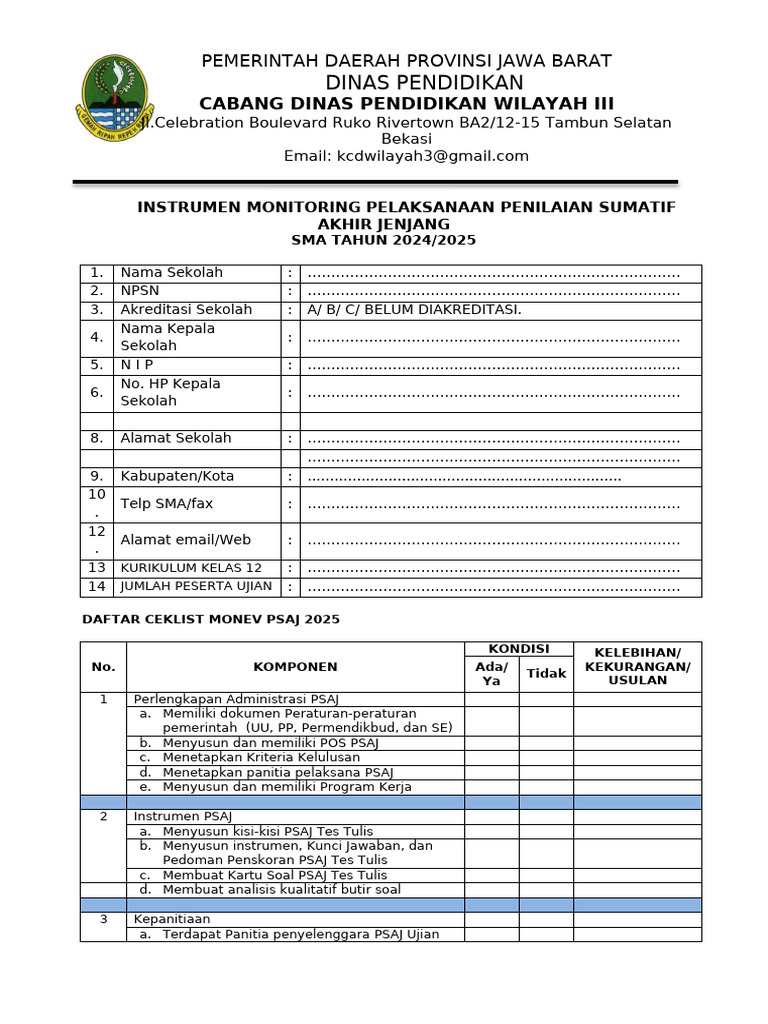 Instrumen PSAJ 2025 | PDF