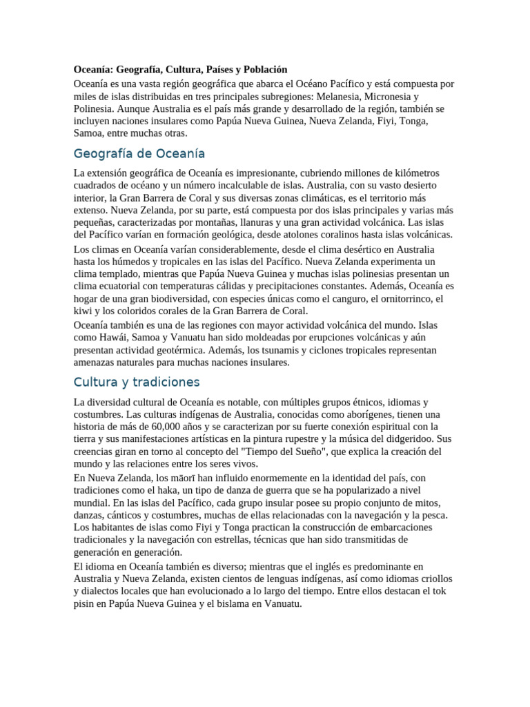 Oceanía | PDF | Oceanía | océano Pacífico