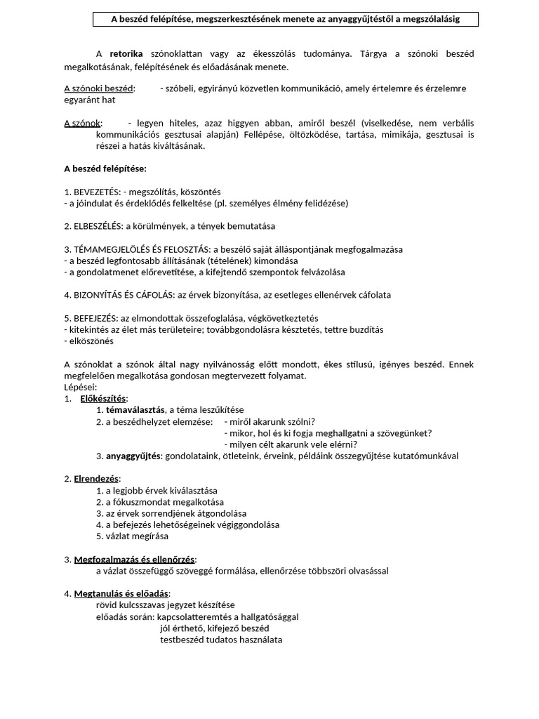 A Beszéd Felépítése | PDF