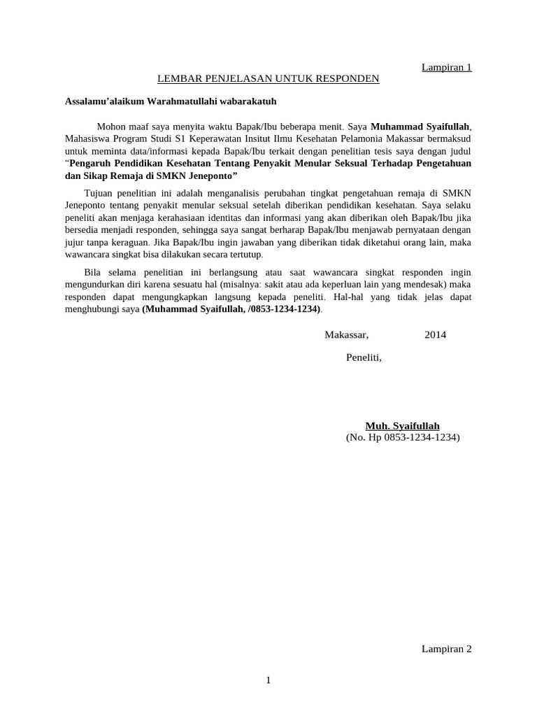 Contoh Lampiran Dokumen Etik | PDF