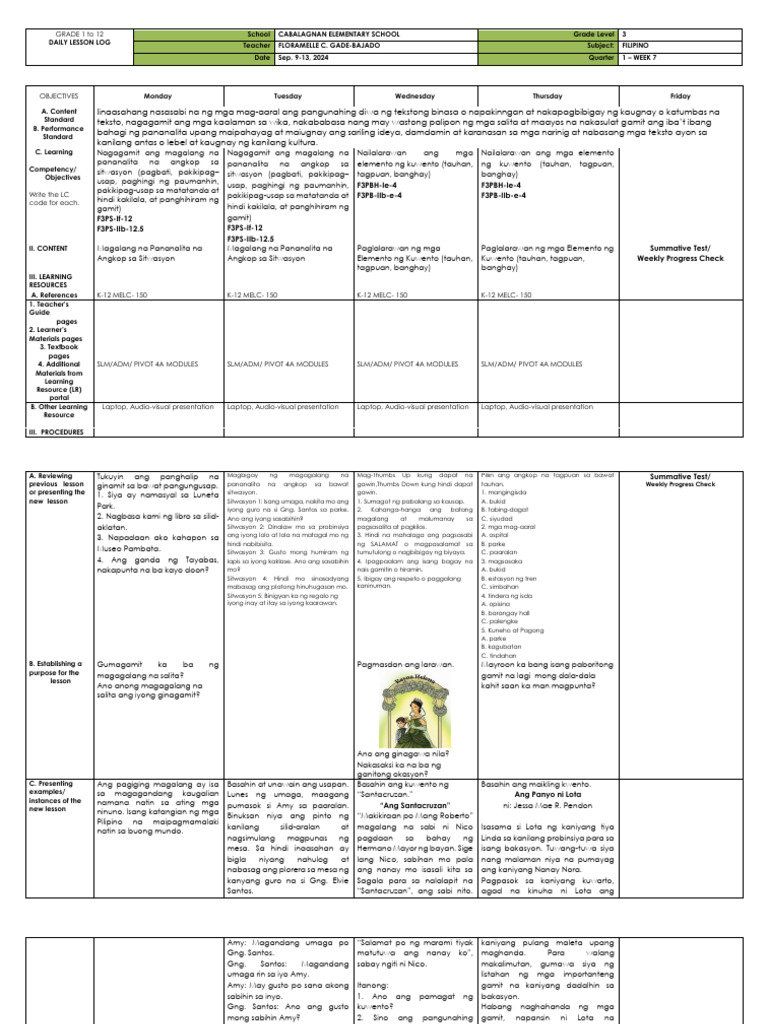 Filipino Q1 - W7 | PDF