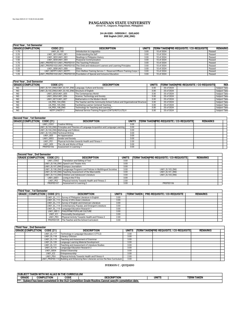 Individual Evaluation Report: Iverson Quejado | PDF | Language ...