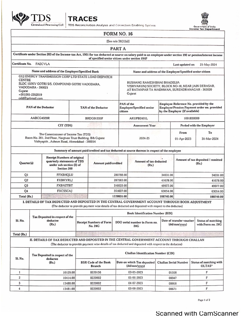 Form No.16 AY 24-25 | PDF