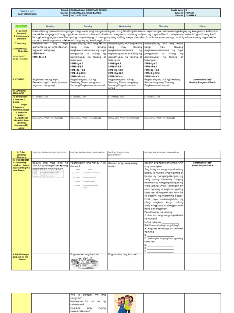 FILIPINO Q1 - W8 | PDF
