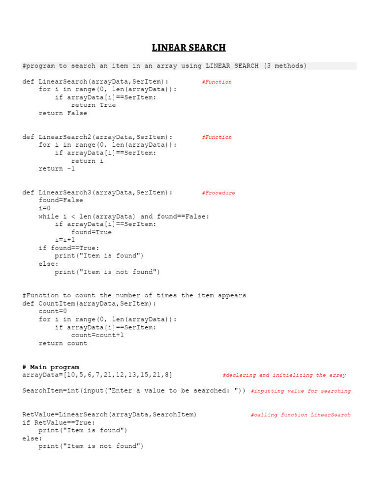 LINEAR SEARCH | PDF