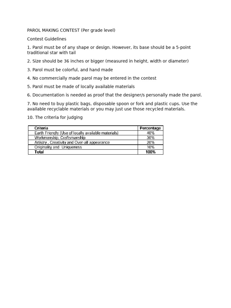 Parol Making Contest | PDF