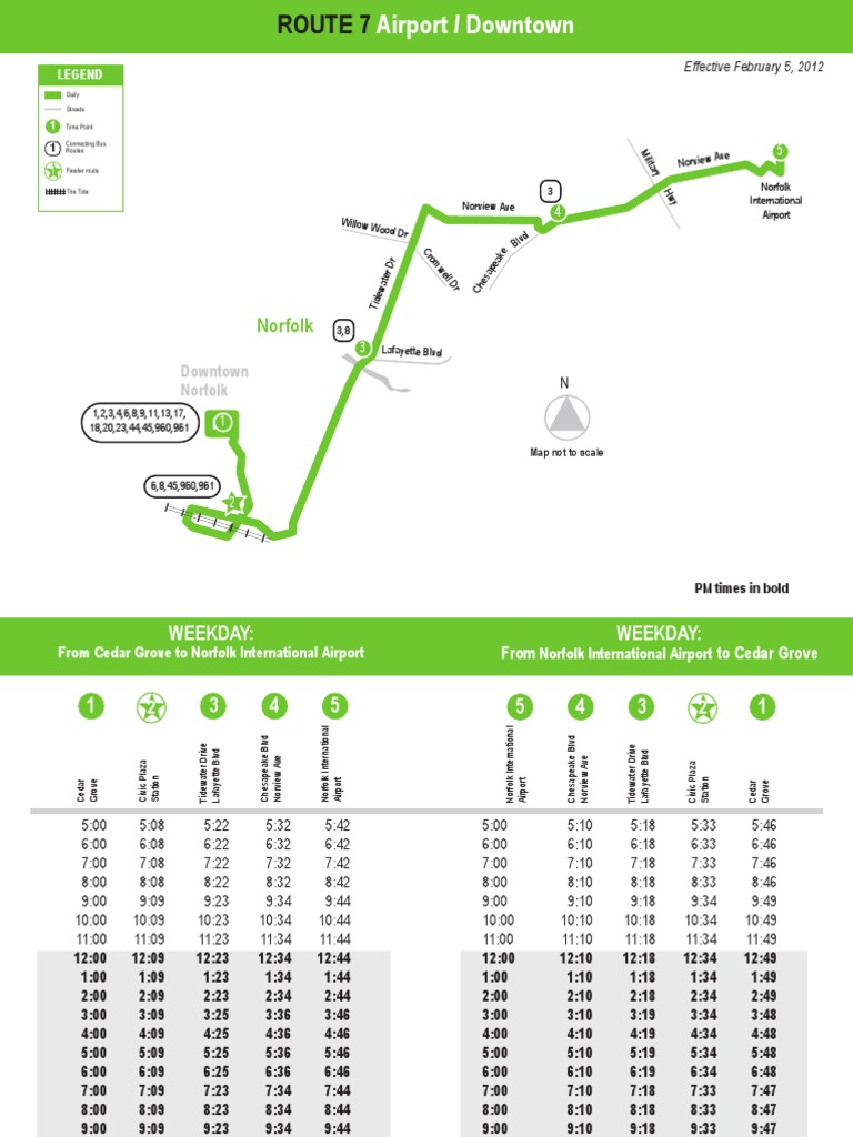 Route 7 Schedule: Airport to Downtown | PDF | Business