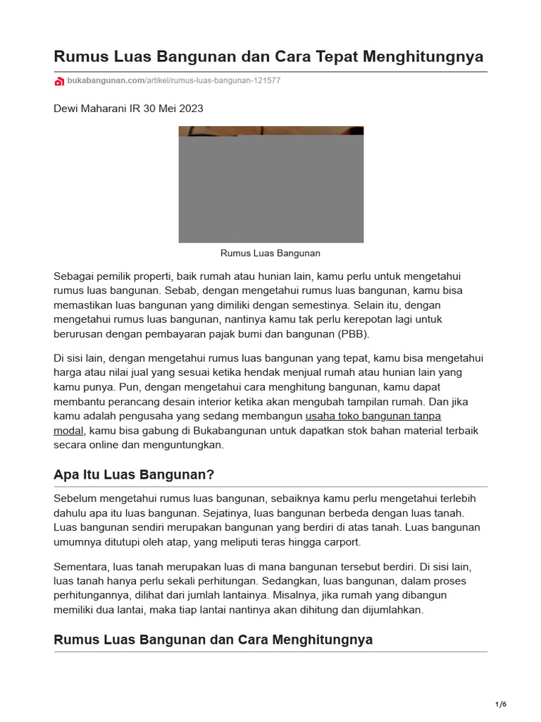 bukabangunan.com-Rumus Luas Bangunan dan Cara Tepat Menghitungnya | PDF