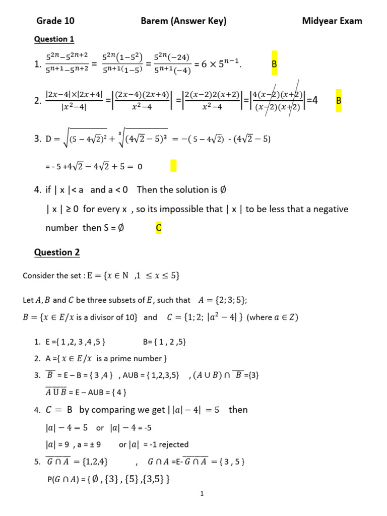 Answer Key G10 MAth Midyear | PDF | Elementary Geometry | Euclidean Geometry