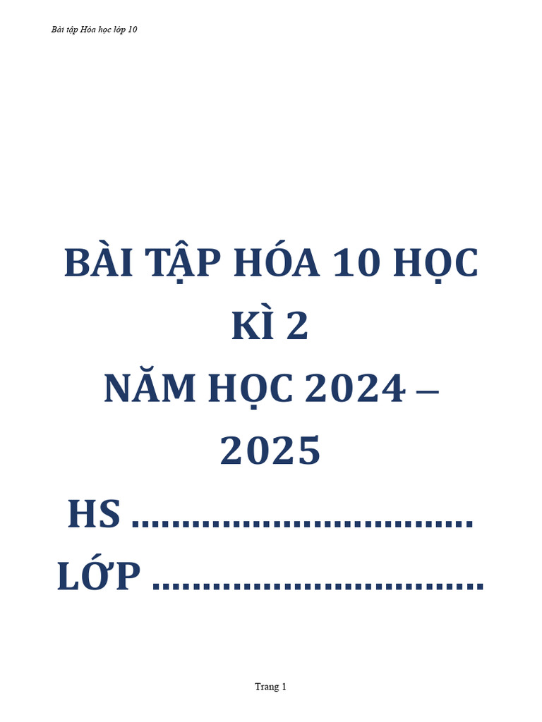De Cuong Bai Tap Lop 10 HKII - HS | PDF